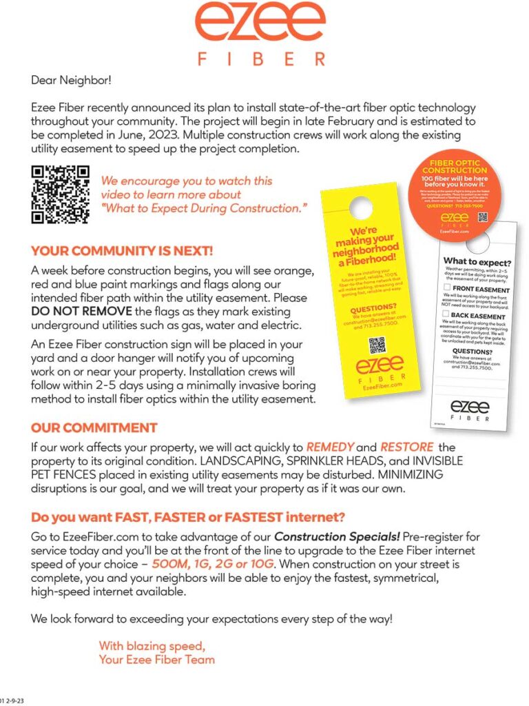 Ezee Fiber Installation - First Colony CSA