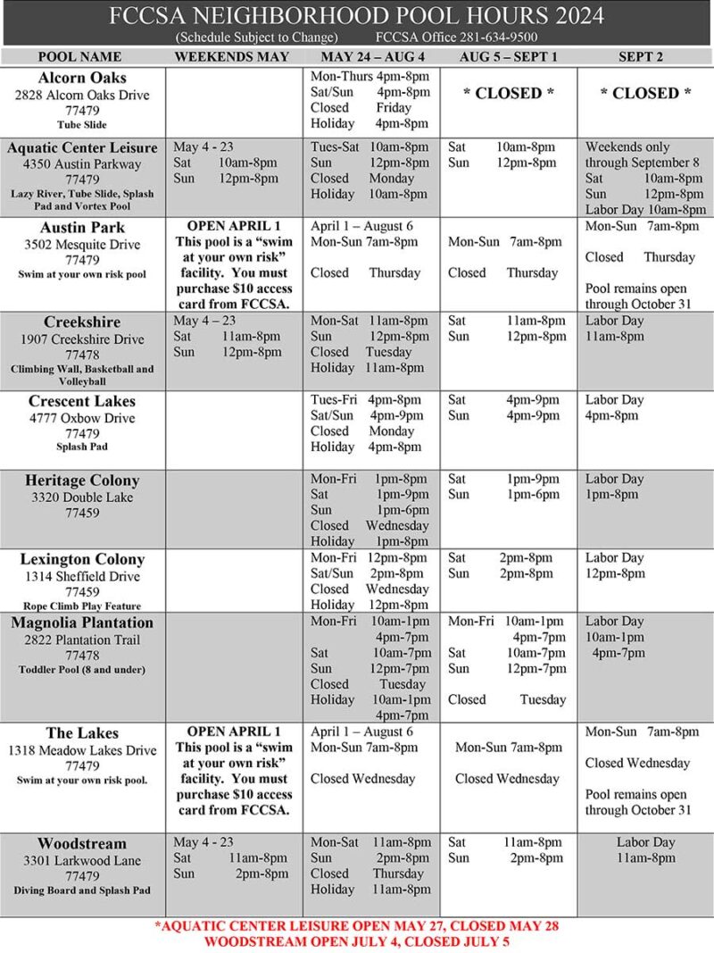 Amenities - First Colony CSA